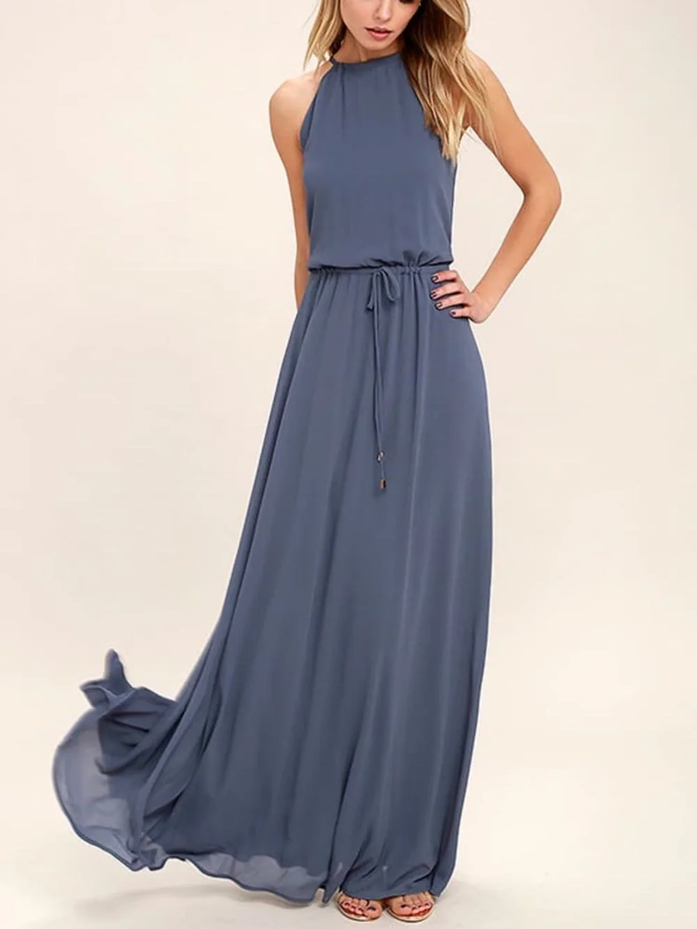 Lulus | Dresses | Nwt Lulus Be Mellow Chiffon Tank Maxi Dress Blue S ...